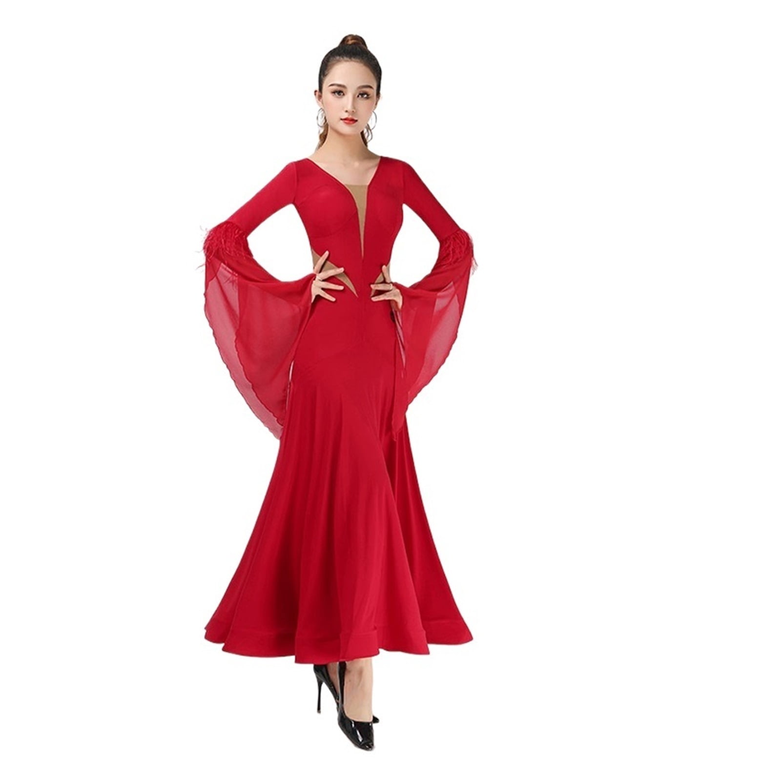 Ballroom Dance Dress For Women National Standard Waltz Swing Floating ...