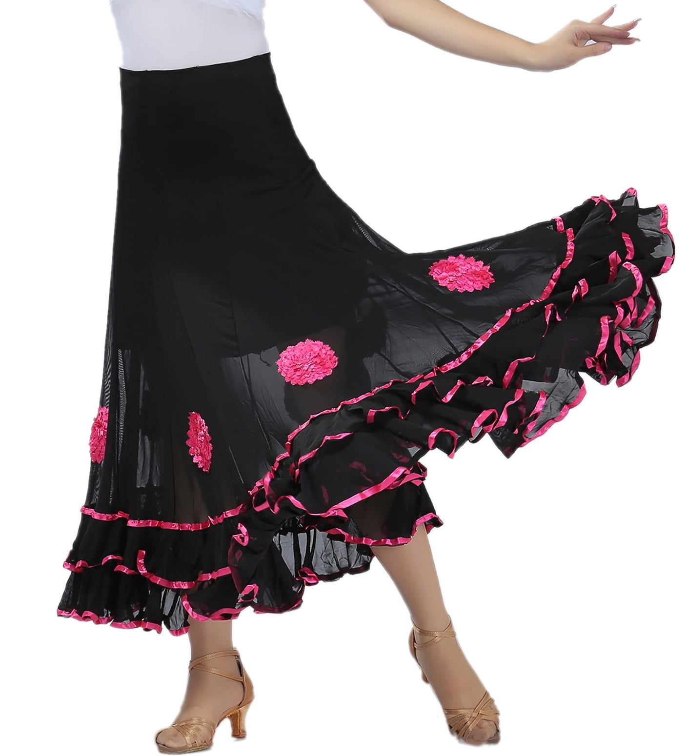 Ballroom Standard Modern Long Circular Dance Skirt for Competition ...