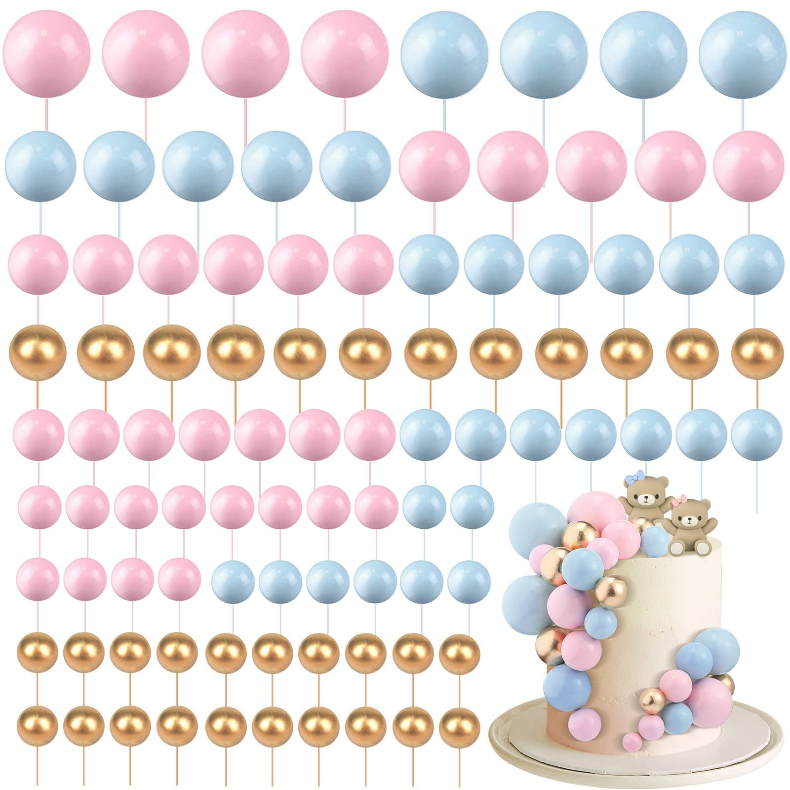 Balls Cake Topper DIY Cupcake Insert Foam Balloons for Cake Baking ...