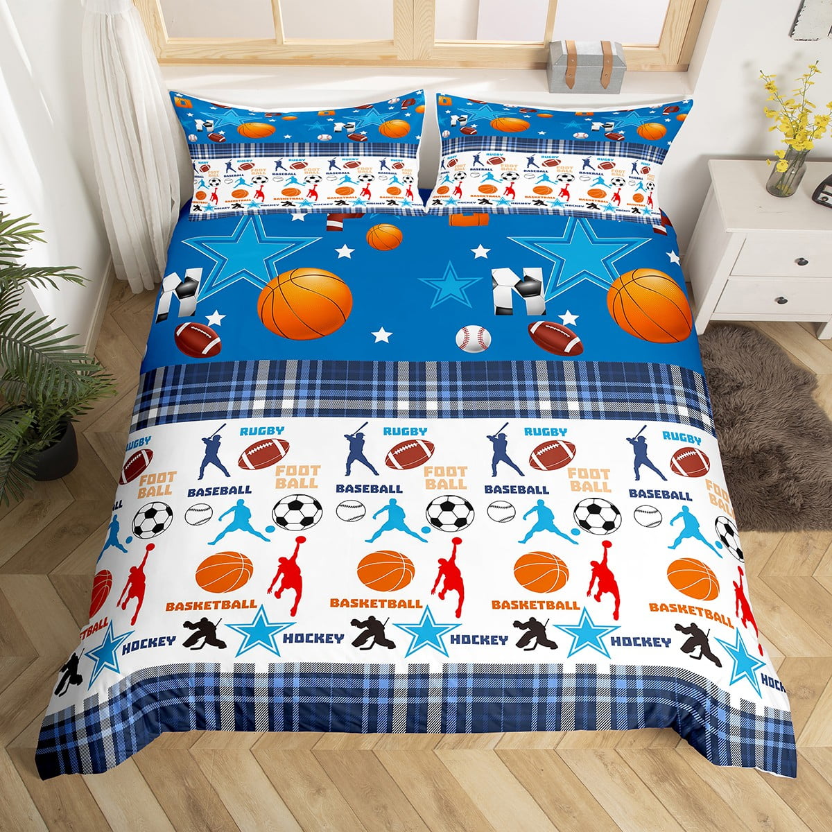 Balls King Bedding Sets,Football Basketball Baseball Bat Comforter ...