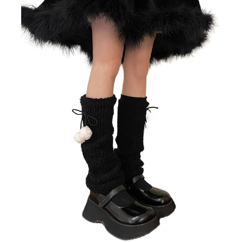 Balls Lace Up Leg Warmer Knit Leg Sleeve Sweet Baggy Cuffs Ankle Heap ...