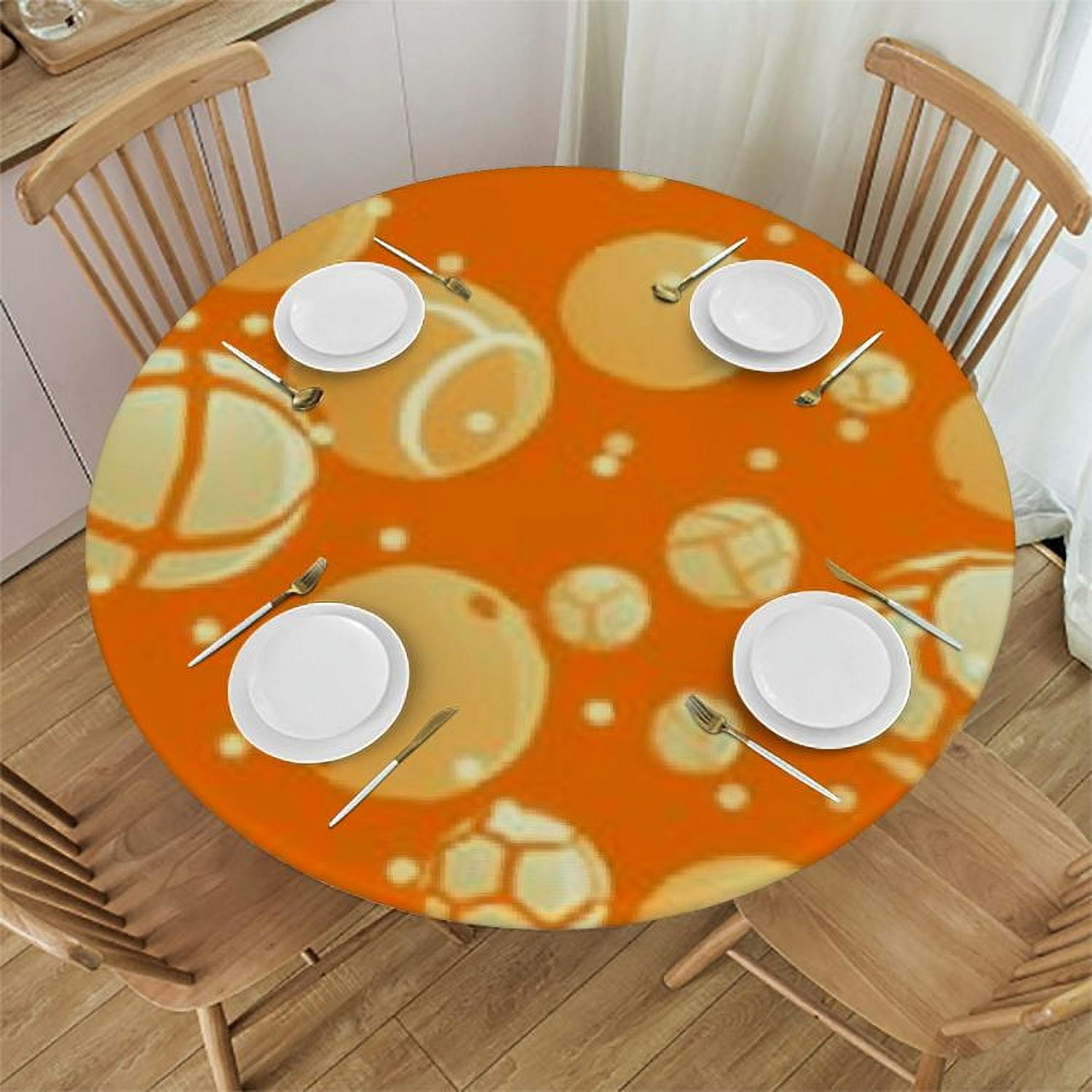 Balls Pattern All Round Table Top Cover Elastic Edge Tablecloth ...