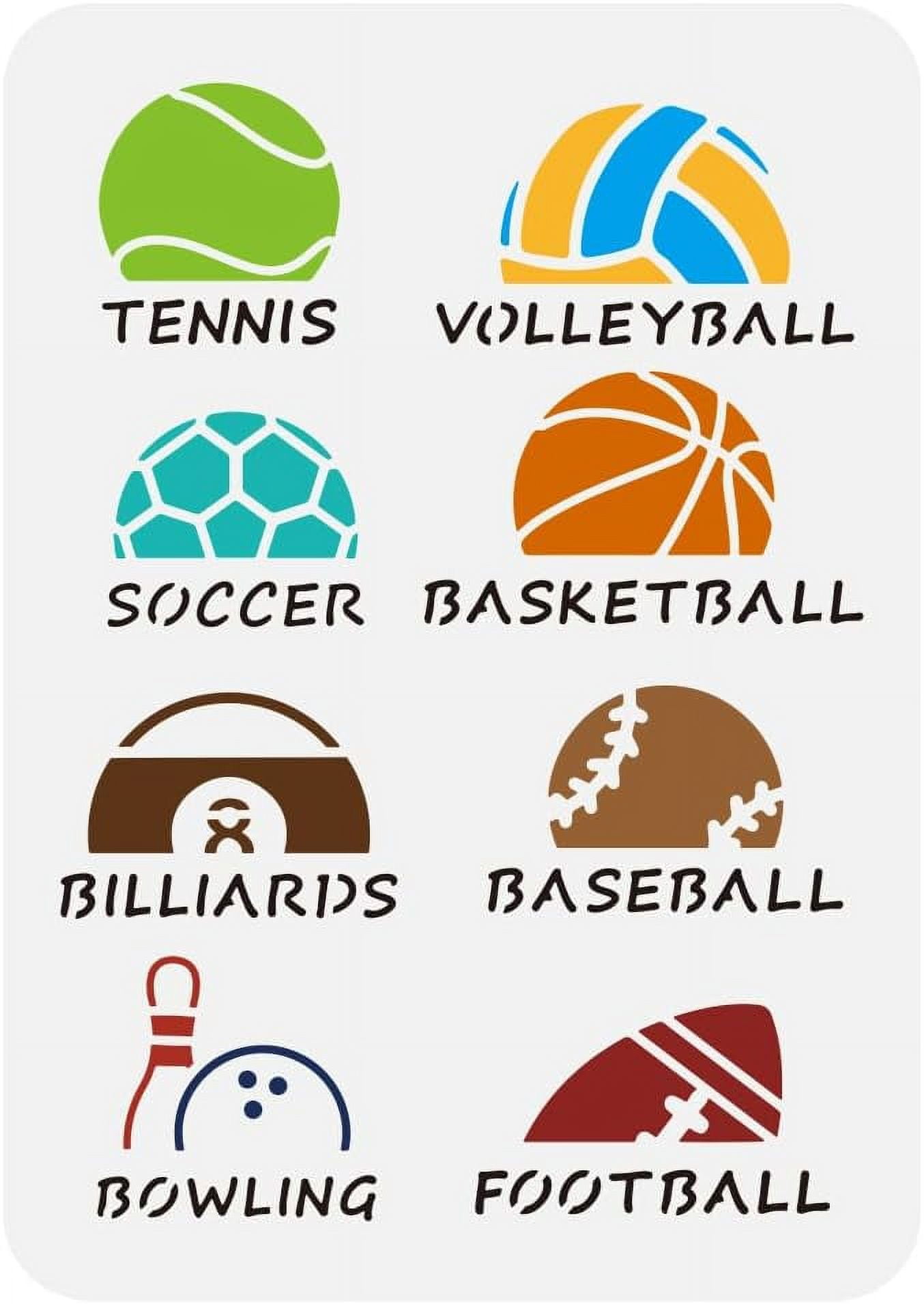 Balls Popular Science Stencil 8.3x11.7Inch Ball Name Large Stencils ...
