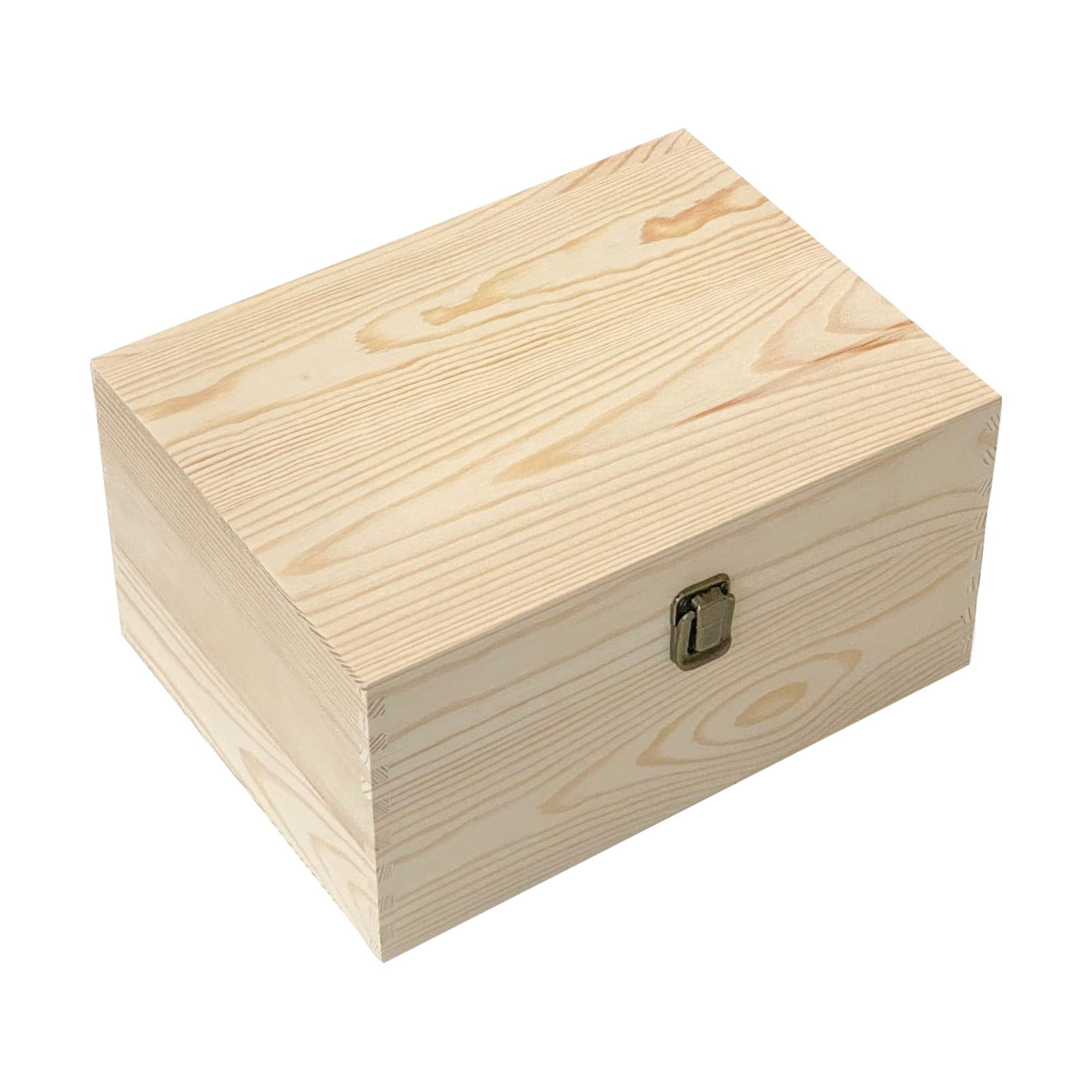BallsFHK 1-Pack Unfinished Unpainted Wooden Box With Hinged Lid For ...
