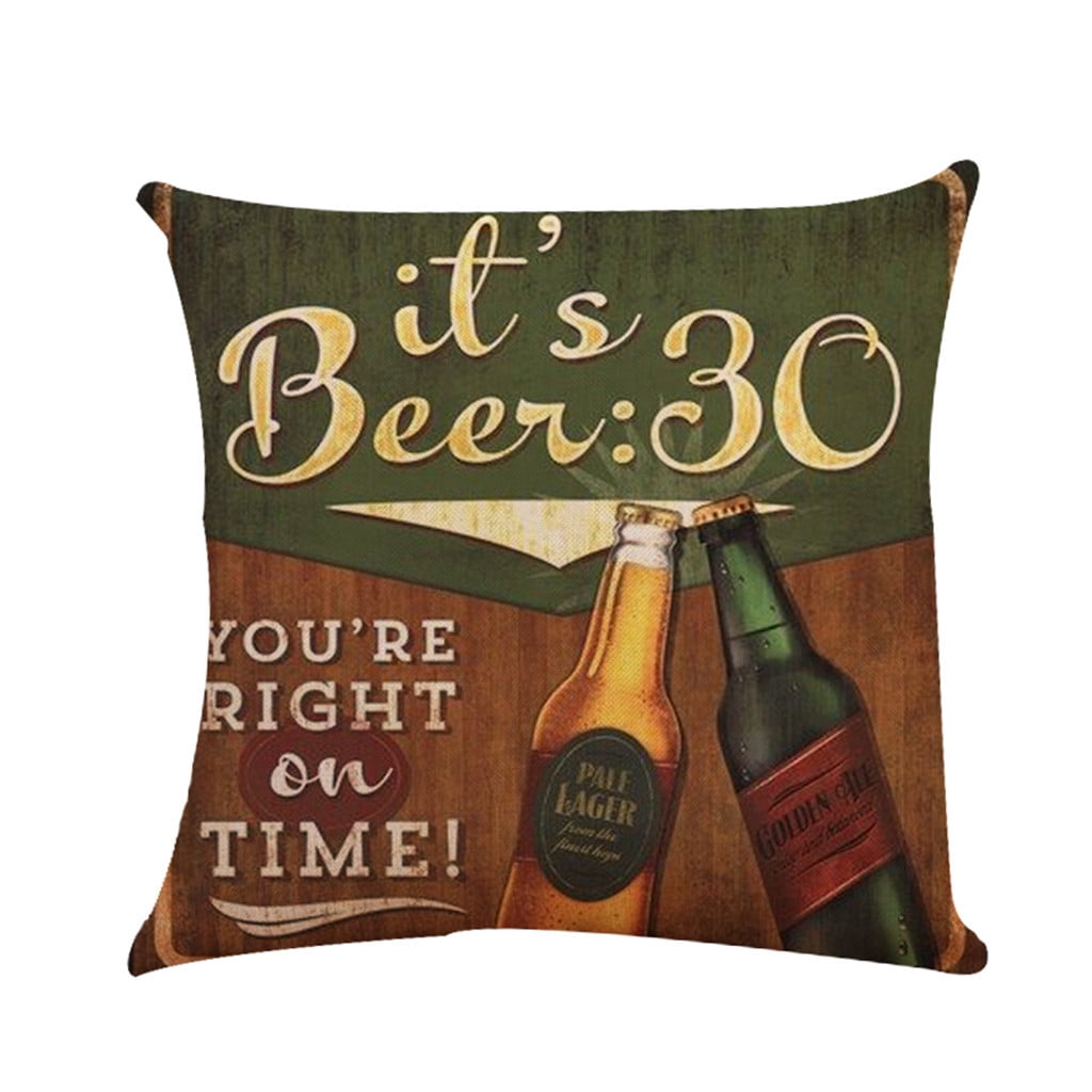 BallsFHK Beer Letter Flax European Style Mixed Cushion Cover 45x45 ...