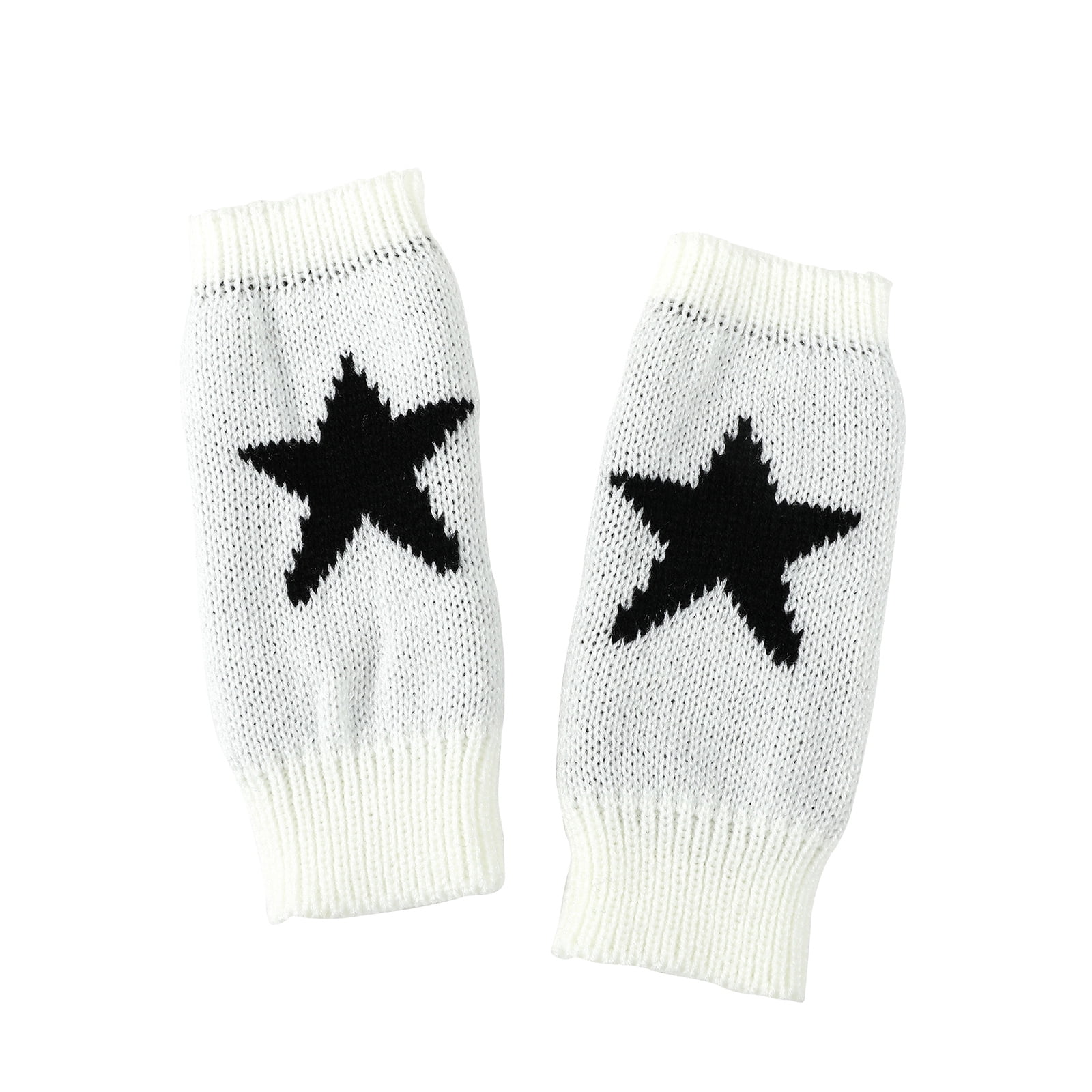 BallsFHK Fingerless Star Knitted Gloves With Thumb Hole For Women ...