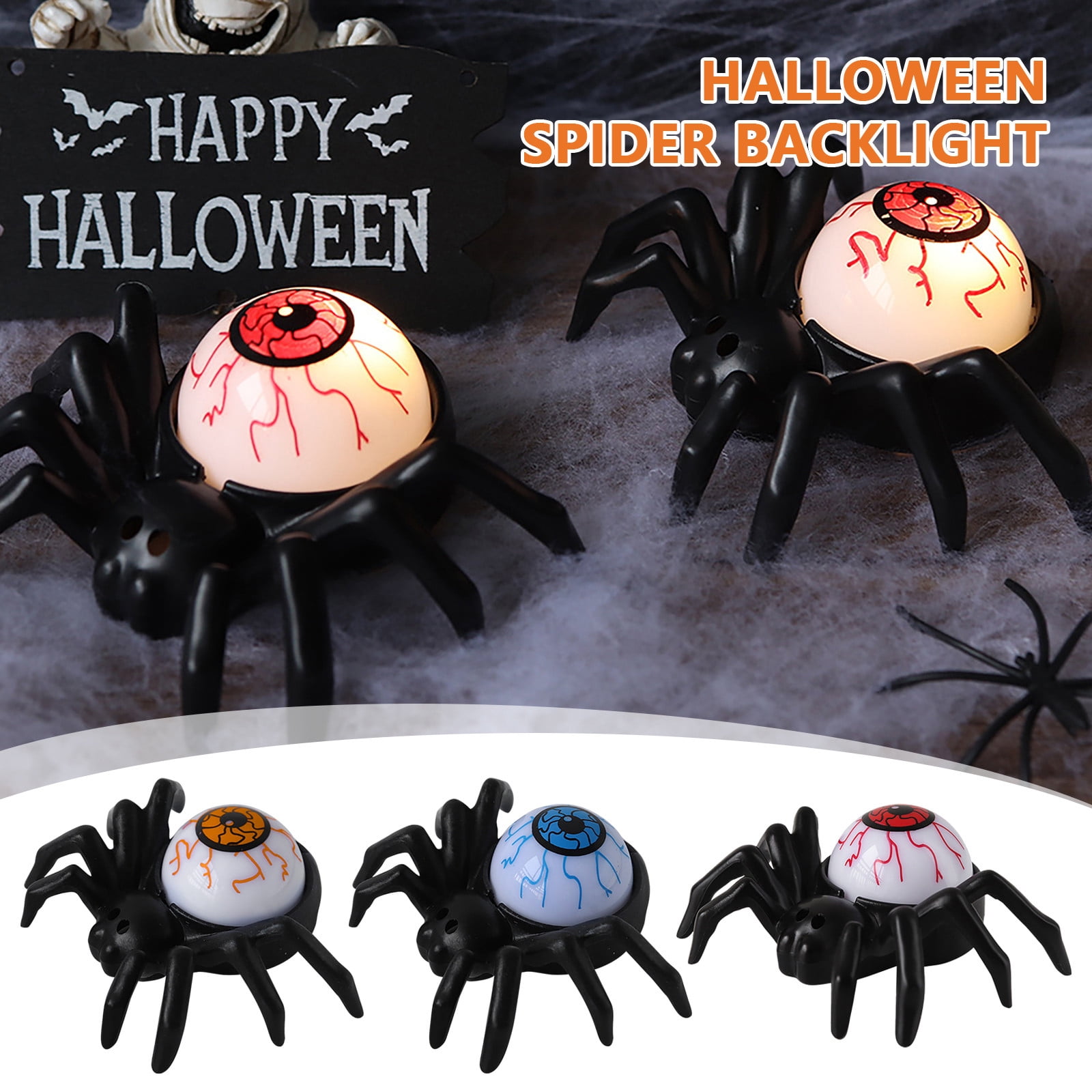 BallsFHK Halloween Spider Tea Lights with Spider Eyeballs LED Flameless ...