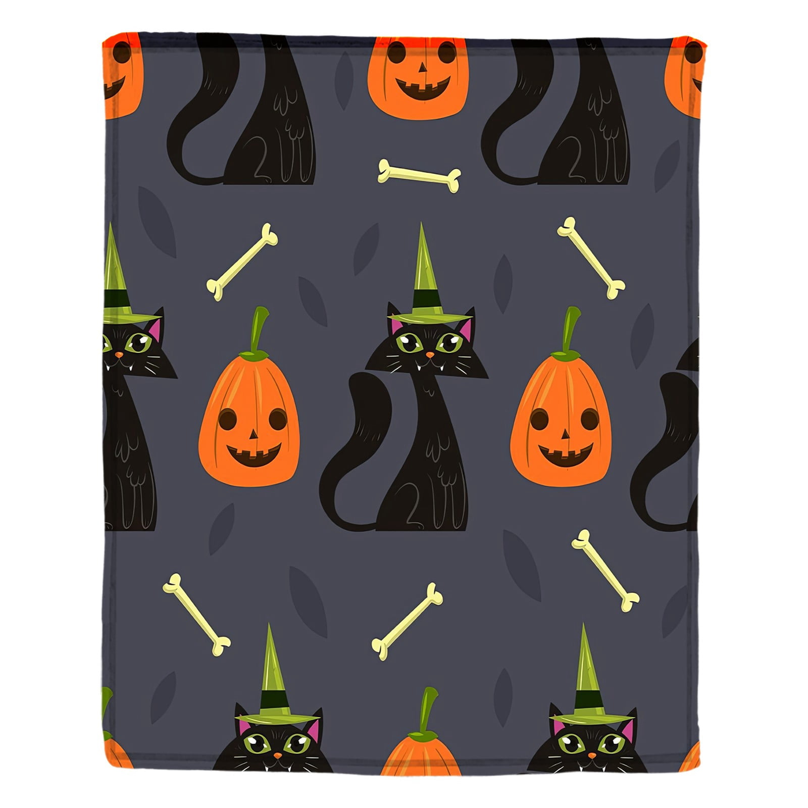 BallsFHK Halloween Throw Blanket Pumpkins Cats Throw Blanket Black ...
