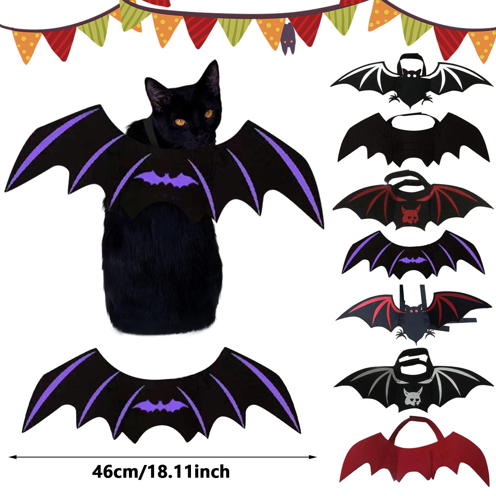 BallsFHK Pet Cat Costume Halloween Bat Wings Pet Costumes Pet Apparel ...