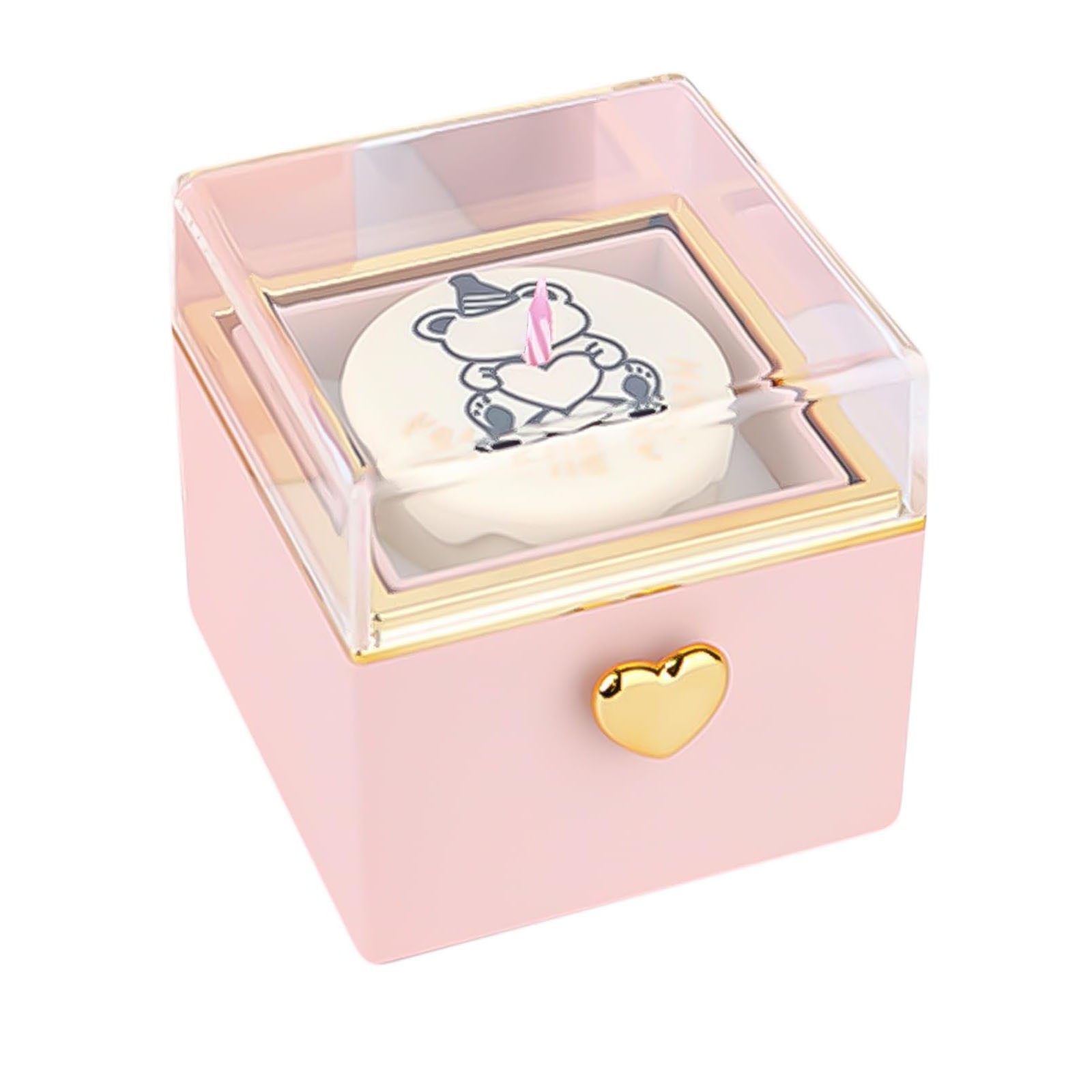 BallsFHK Rotating Jewelry Box, Bear Cake Ring Box, Pop-up Gift Box ...