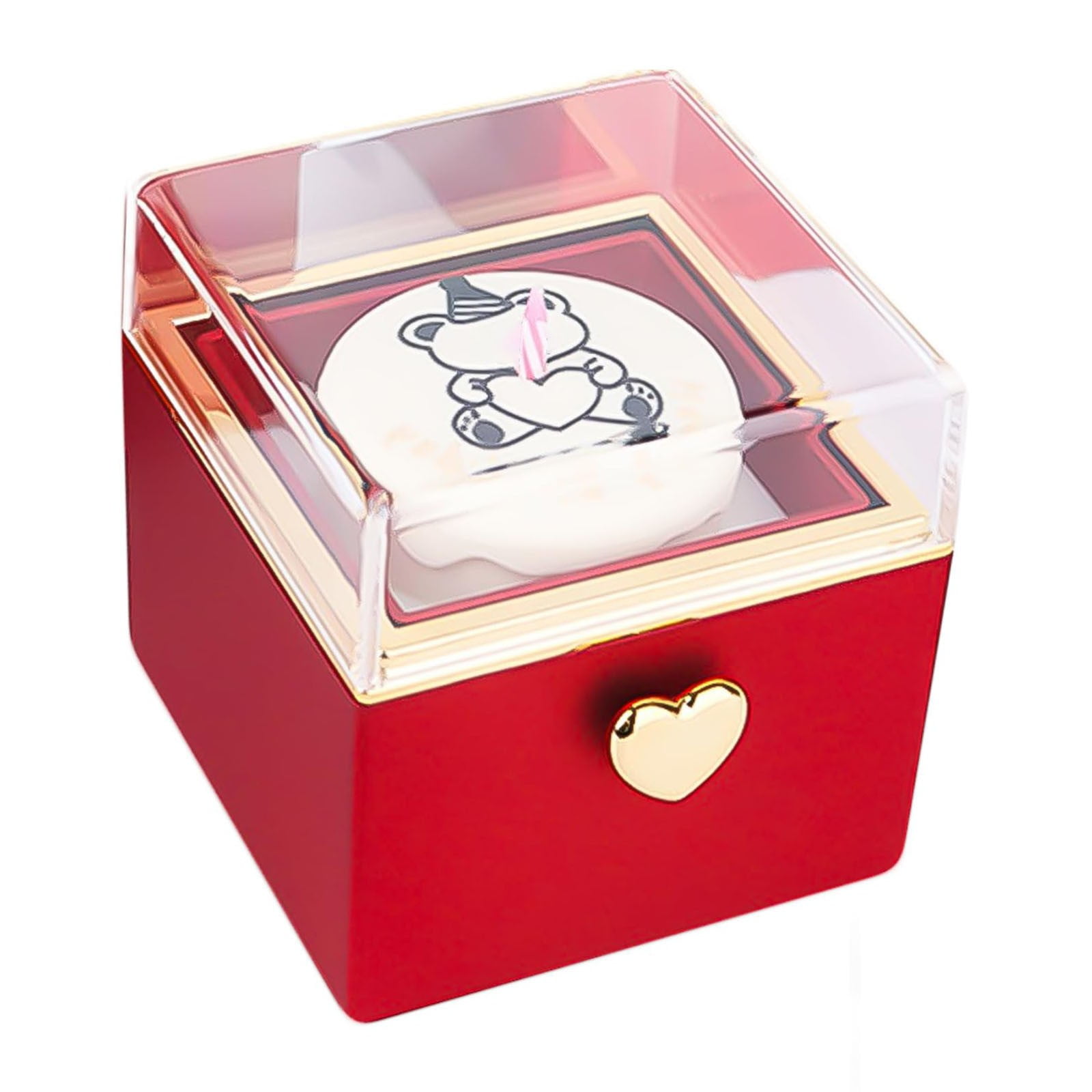 BallsFHK Rotating Jewelry Box, Bear Cake Ring Box, Pop-up Gift Box ...