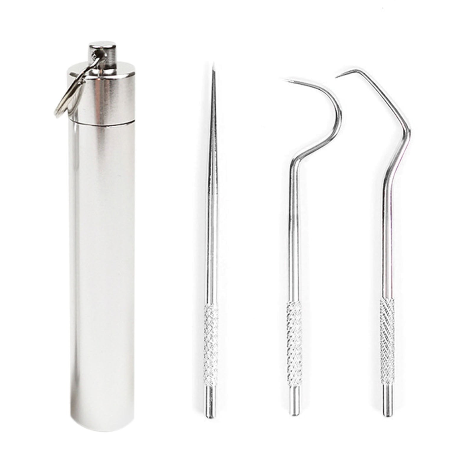 BallsFHK Stainless Steel Toothpick Set Portable Storage Cylinder Metal ...