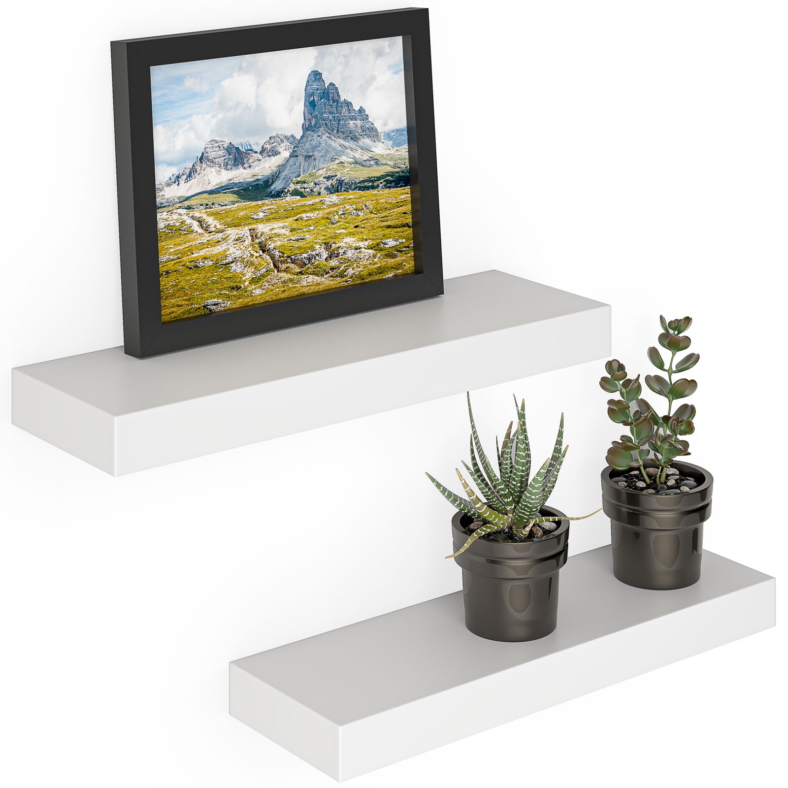 Ballucci 2 Piece Set of Modern Wall Mounted Floating Shelves, 16 ...
