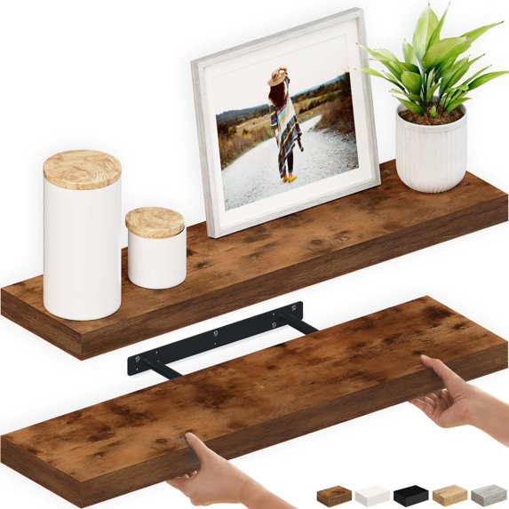 Ballucci 36" Floating Shelves, 2-Pack Wood Wall Shelf Set with ...