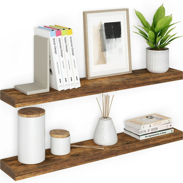 Ballucci 36" Floating Shelves, 2-Pack Wood Wall Shelf Set with ...