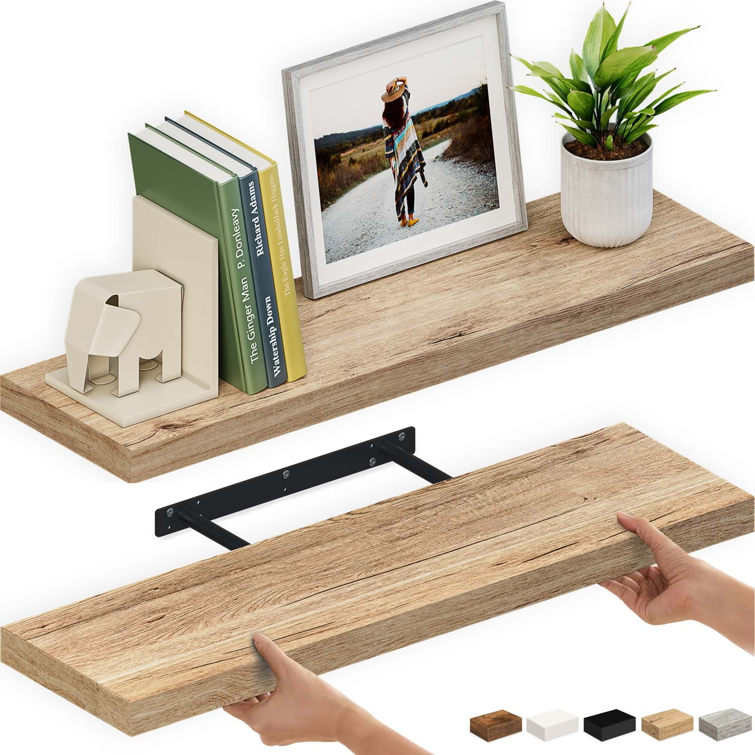 Ballucci Modern 36" Floating Shelves, 2-Pack Wood Wall Shelf Set ...