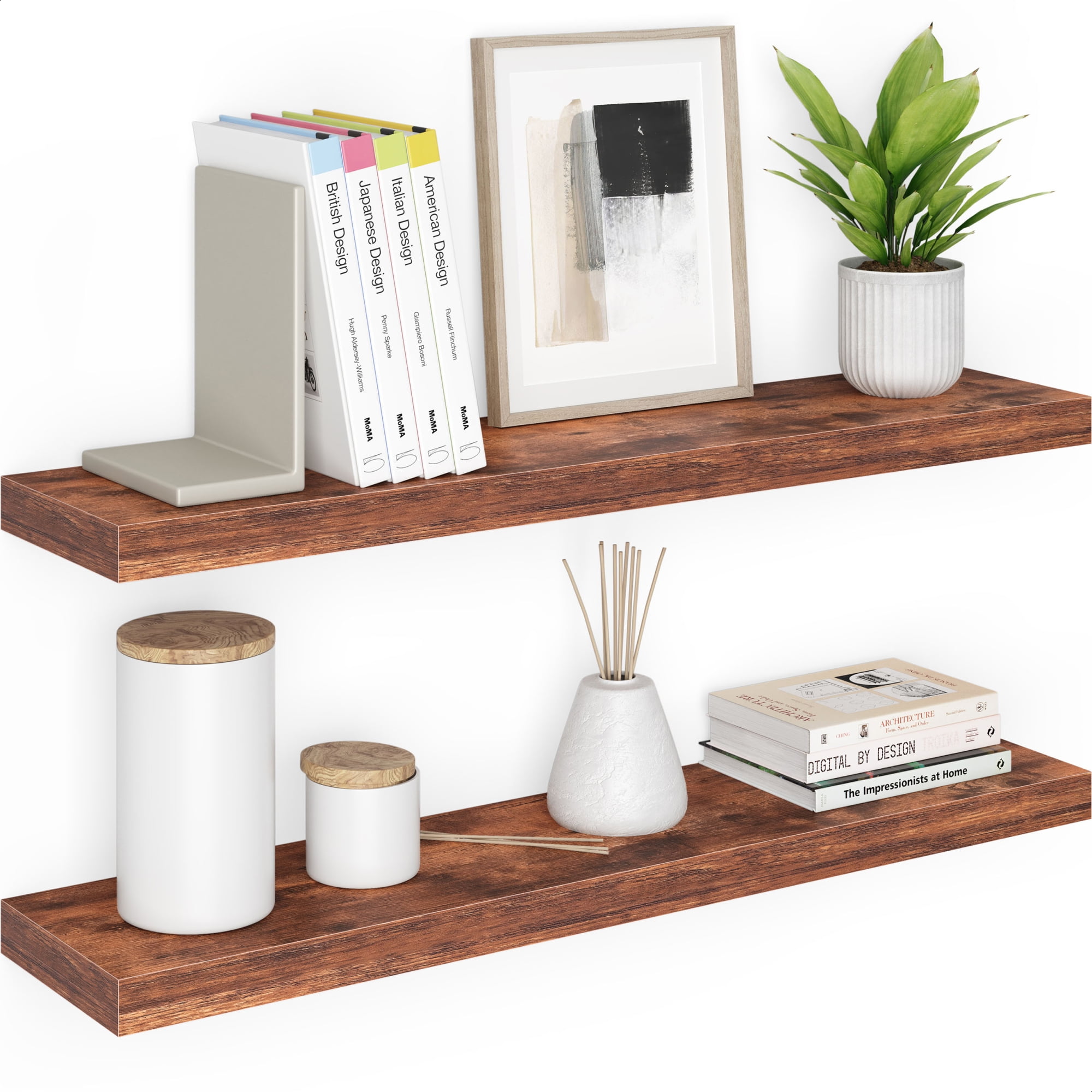 Ballucci 36" Floating Shelves, 2-Pack Wood Wall Shelf Set with ...