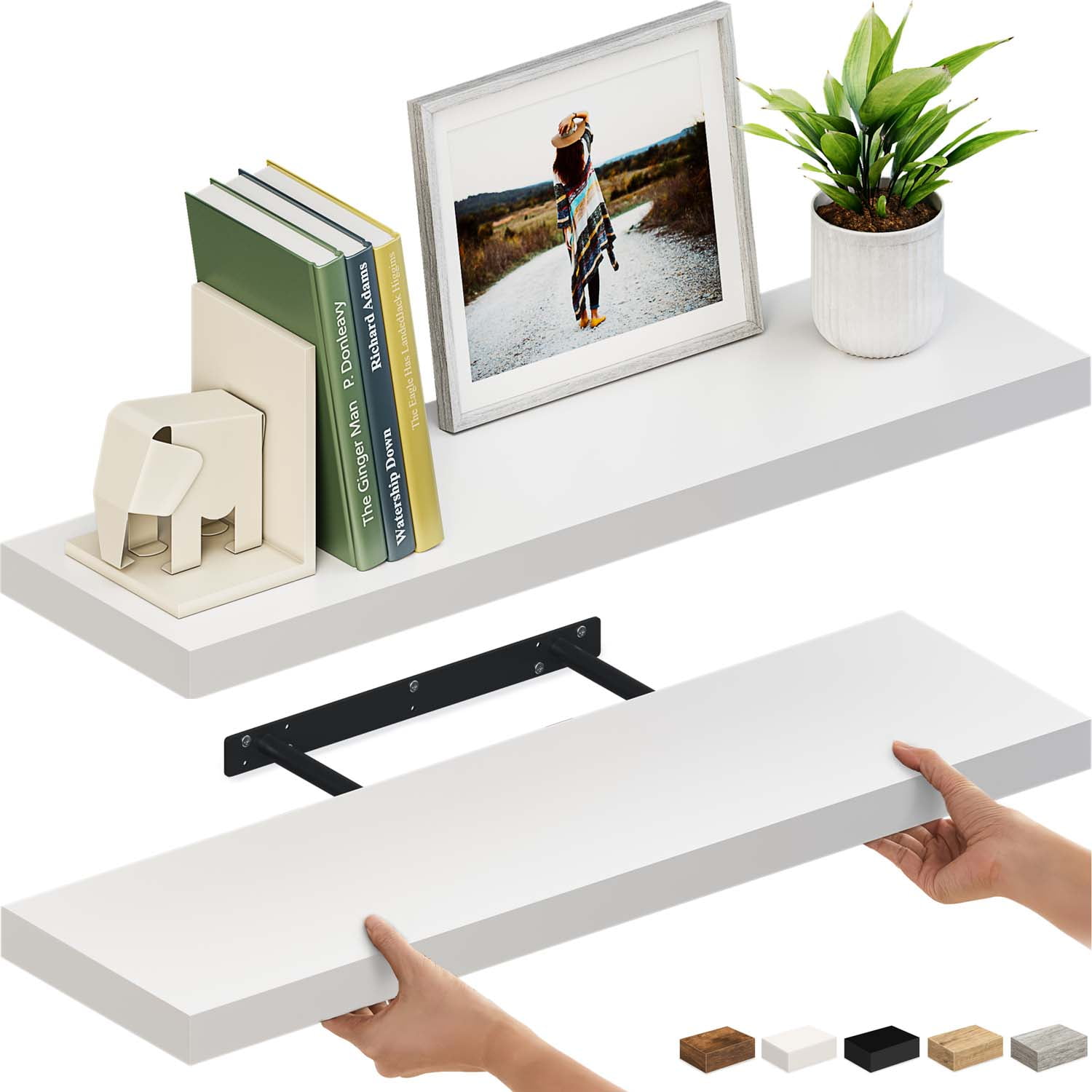 Ballucci 36" Floating Shelves, 2-Pack Wood Wall Shelf Set with ...