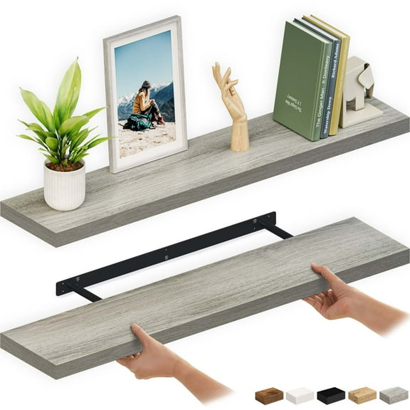 Ballucci 48" Floating Shelf, Wood Wall Mount Shelf with Invisible ...