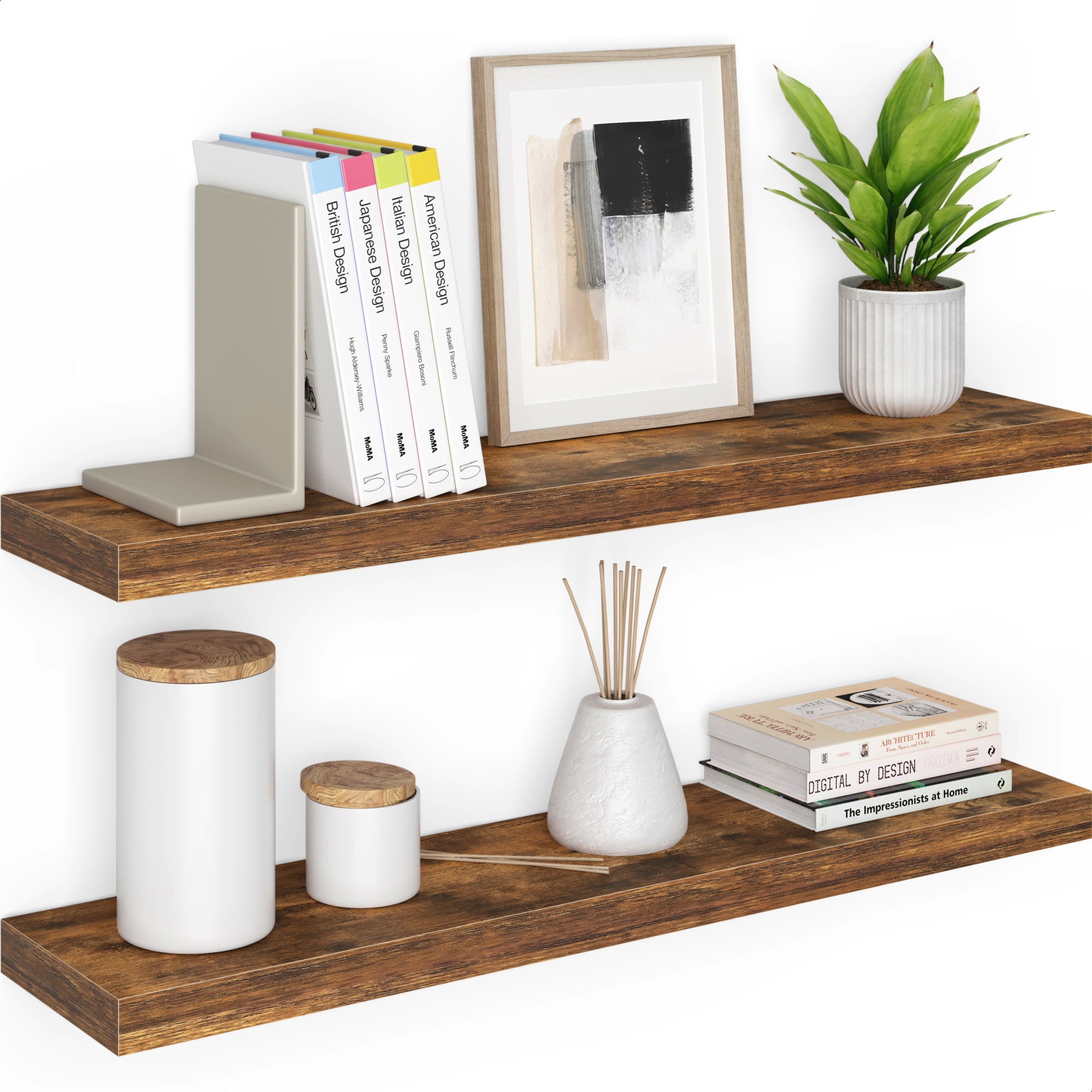 Ballucci 48" Floating Shelves, 2-Pack Wood Wall Shelf Set with ...
