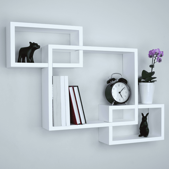 Ballucci Interlocking Floating Cube Wall Shelves, Horizontal/Vertical ...