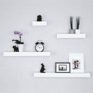 Set of 3 Modern Style Floating Shelves Wall Mounted for Decor, White ...