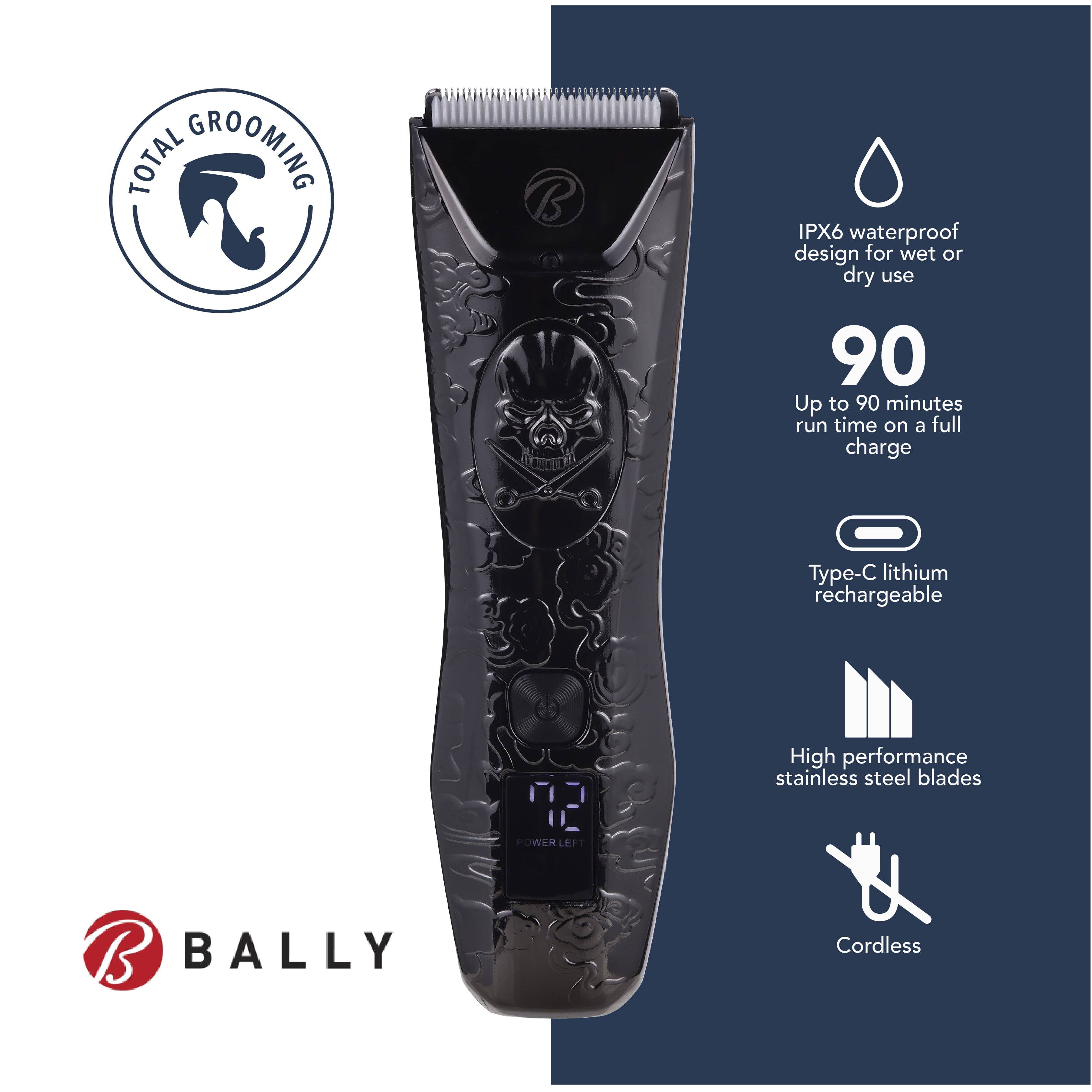 Bally's Full Body Cordless Rechargeable Men's Electric Trimmer ...