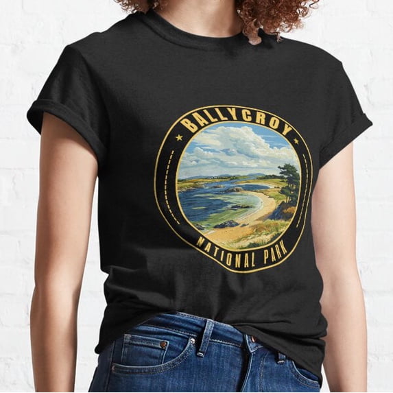 Ballycroy National Park In Ireland Retro Travel Art Badge Classic T ...