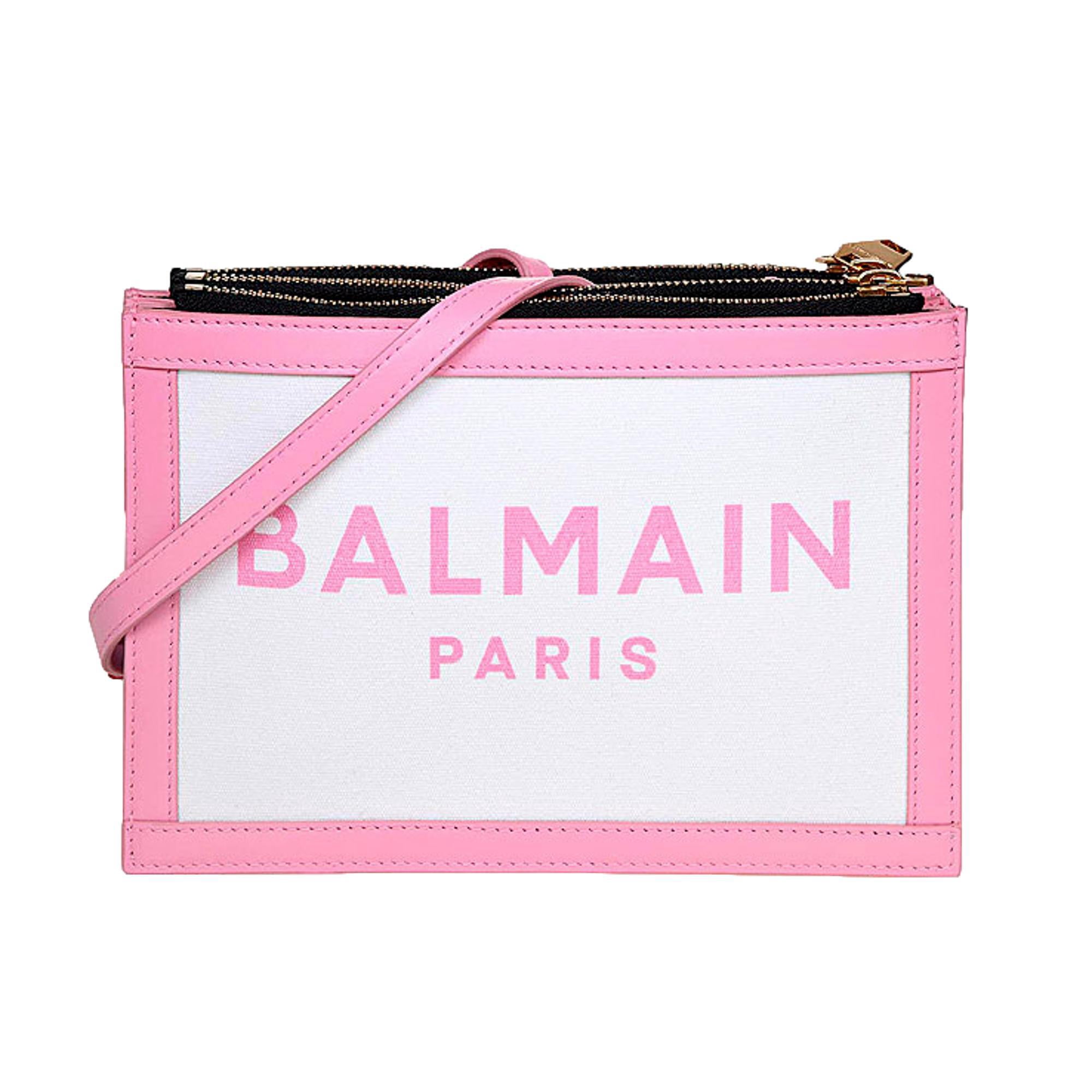 Balmain 3 Pouches Shoulder Bag Pink Leather White Canvas - Walmart.com