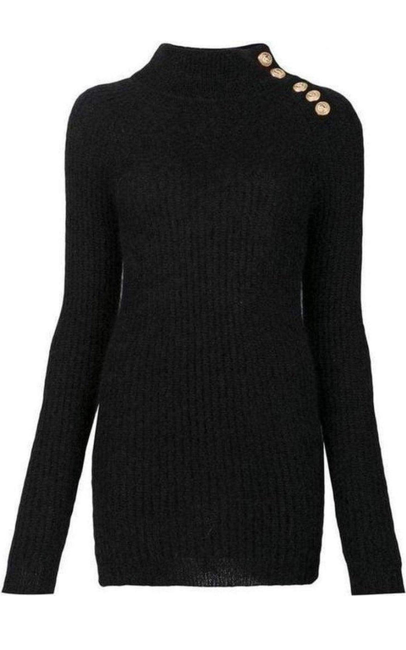 Balmain Black Mohair Wool Ribbed Turtleneck Sweater - Runway Catalog ...