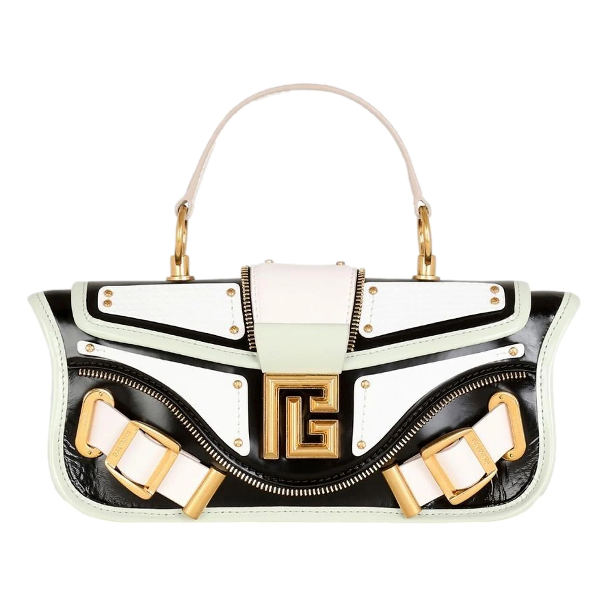 Balmain Blaze Mint Green Leather Baguette Top Handle Crossbody Bag ...