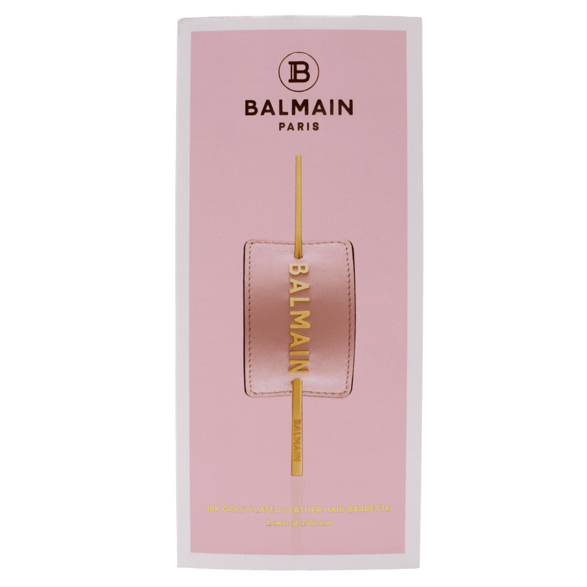 Balmain Limited Edition Pastel Pink Hair Barrette with Golden Logo 18k ...