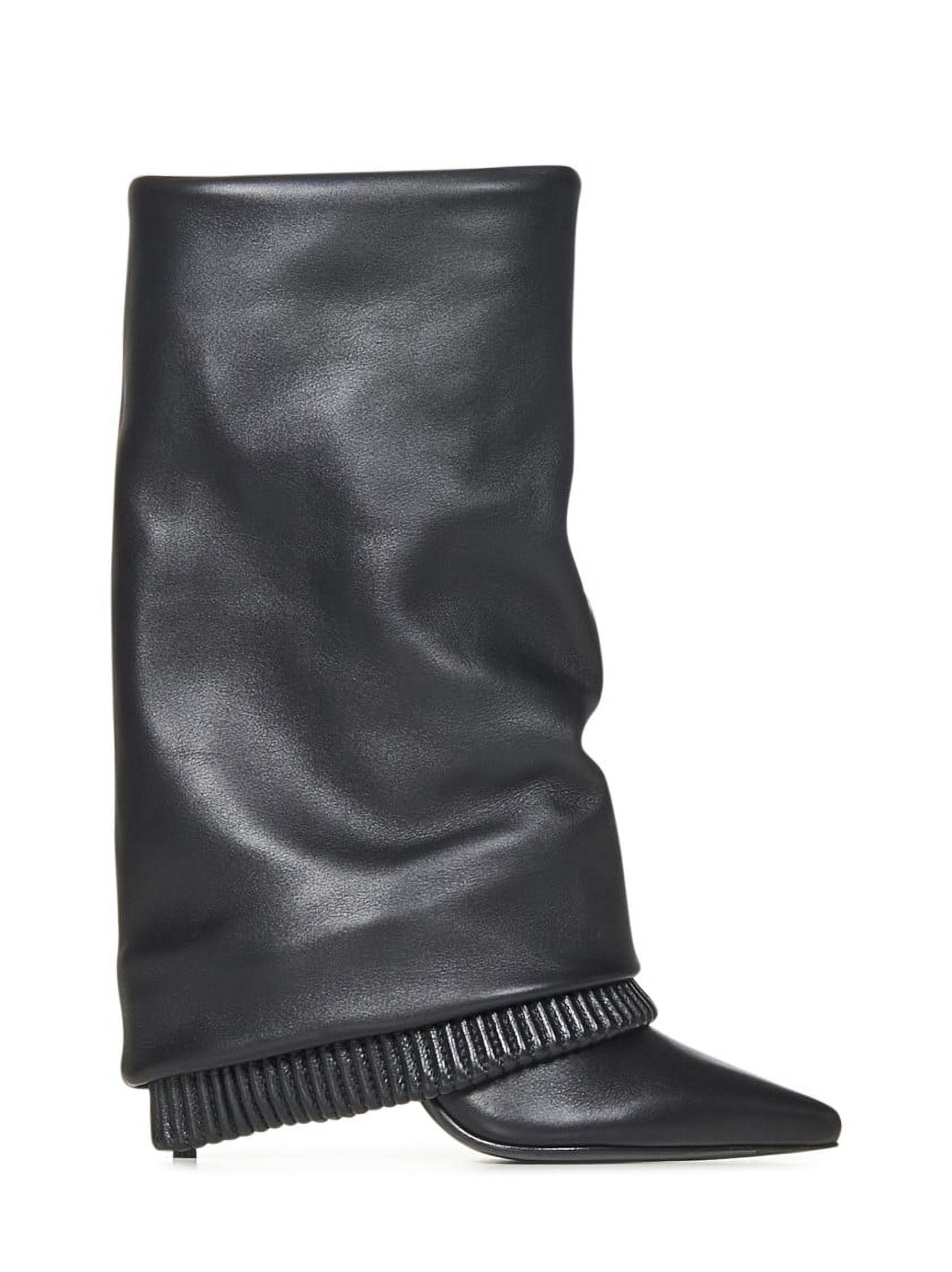 Balmain Sculptural Black Lambskin Ankle Boots With Gaiter Effect Black ...