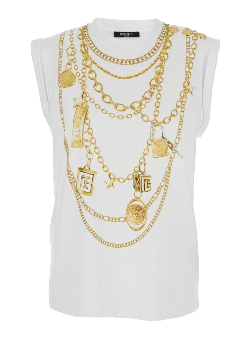 Balmain Trompe L'oeil Necklace Print Tank Top (Women's) - Walmart.com