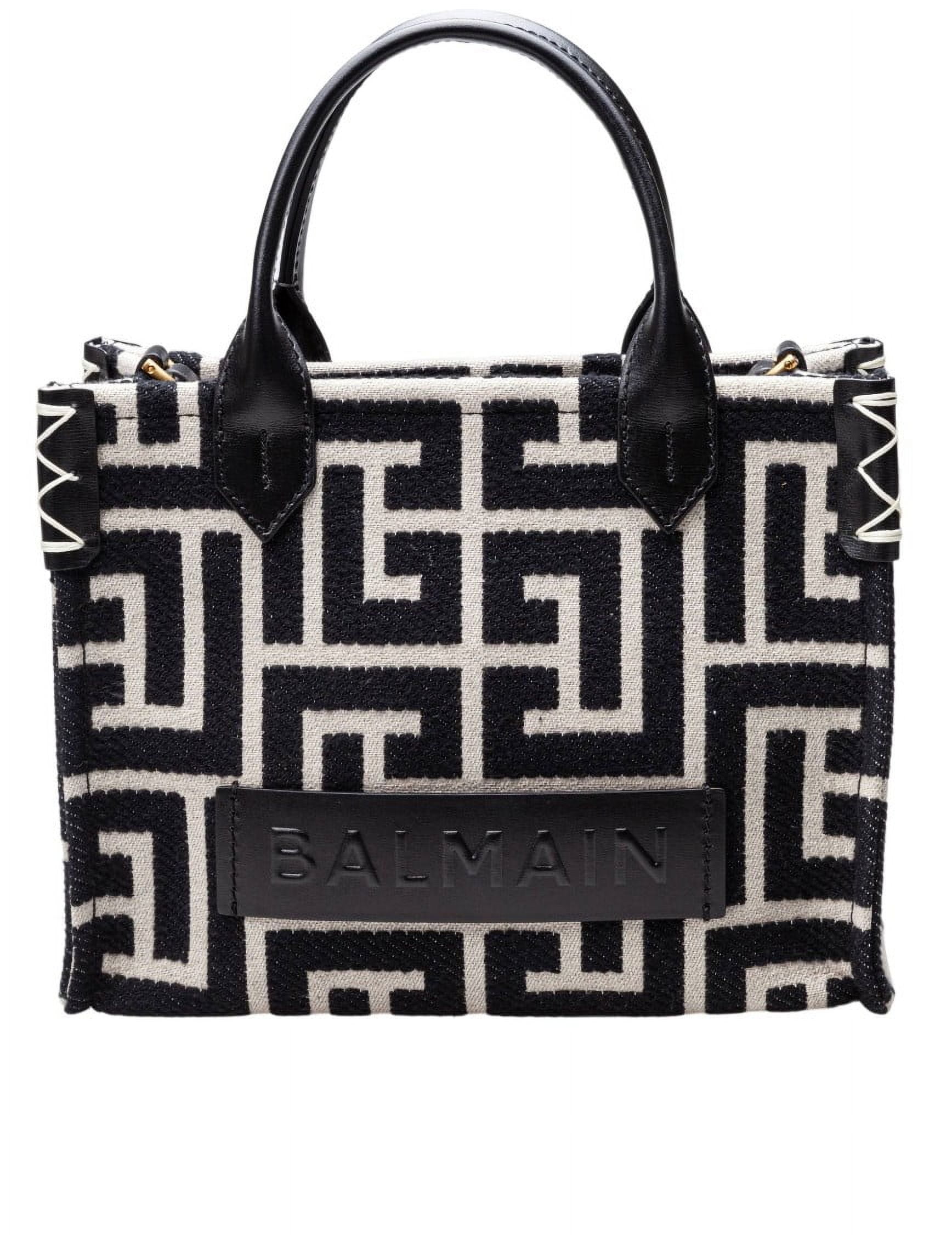 Balmain Women's Medium Jacquard Shopper Bag Color Black/Ivory Black ...