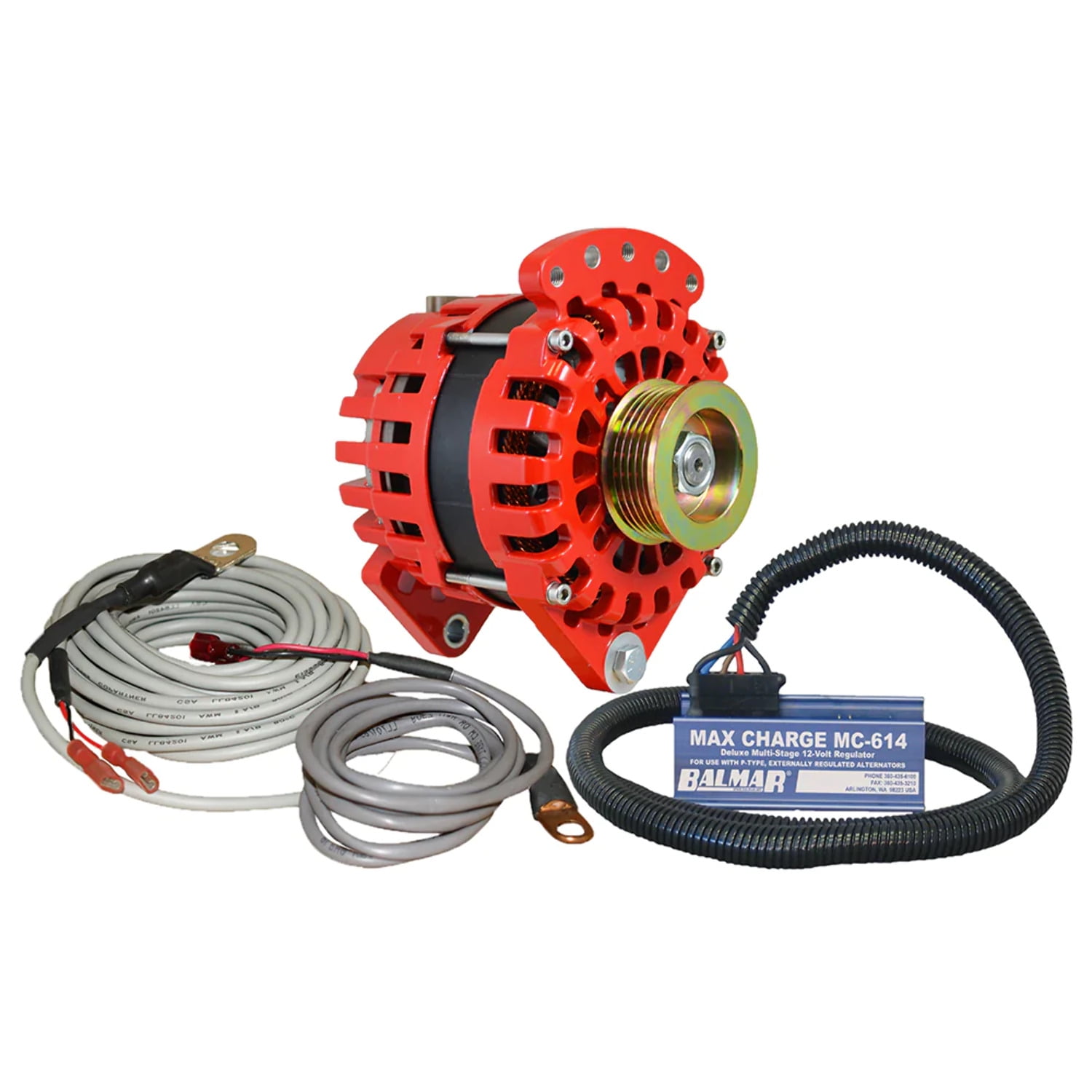 Balmar Alternator 3.15" Dual Foot Saddle K6 Serpentine Pulley Regulator ...