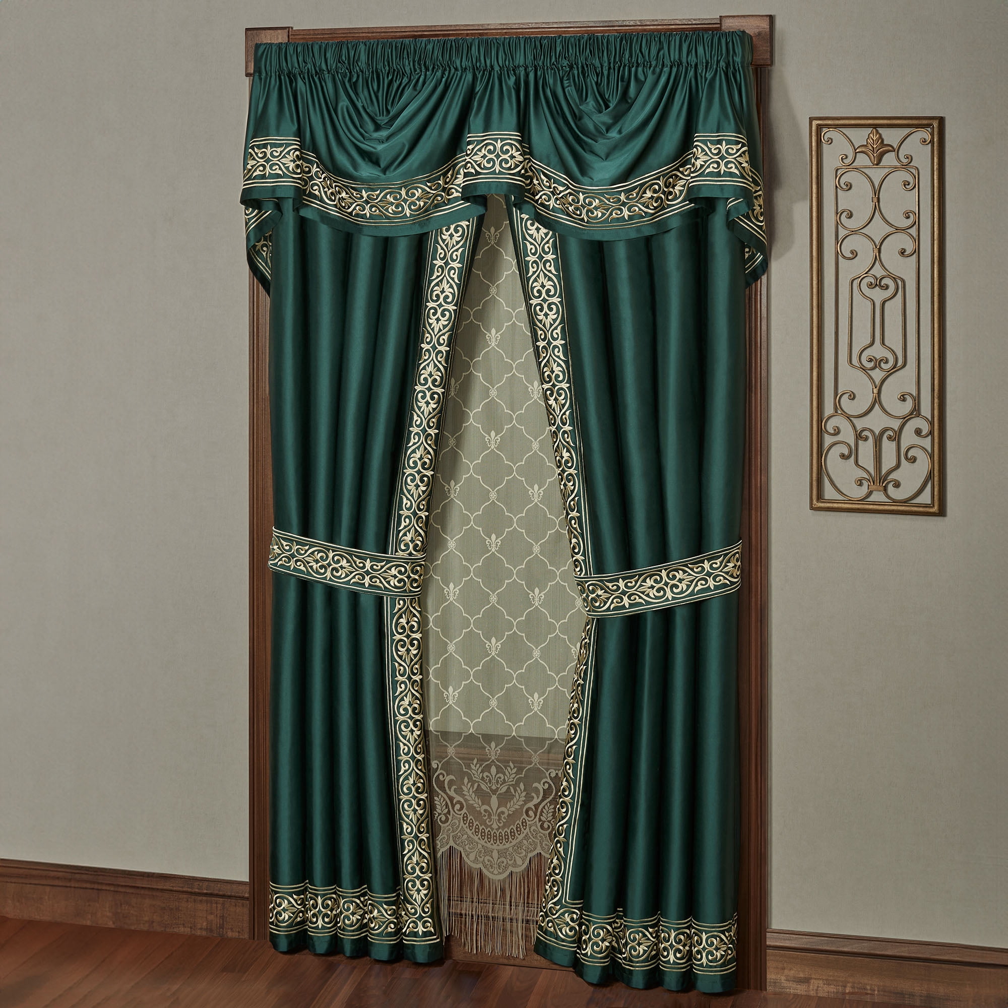 Balmoral Royal Style Window Set, Embroidered Emerald Green, Empire ...