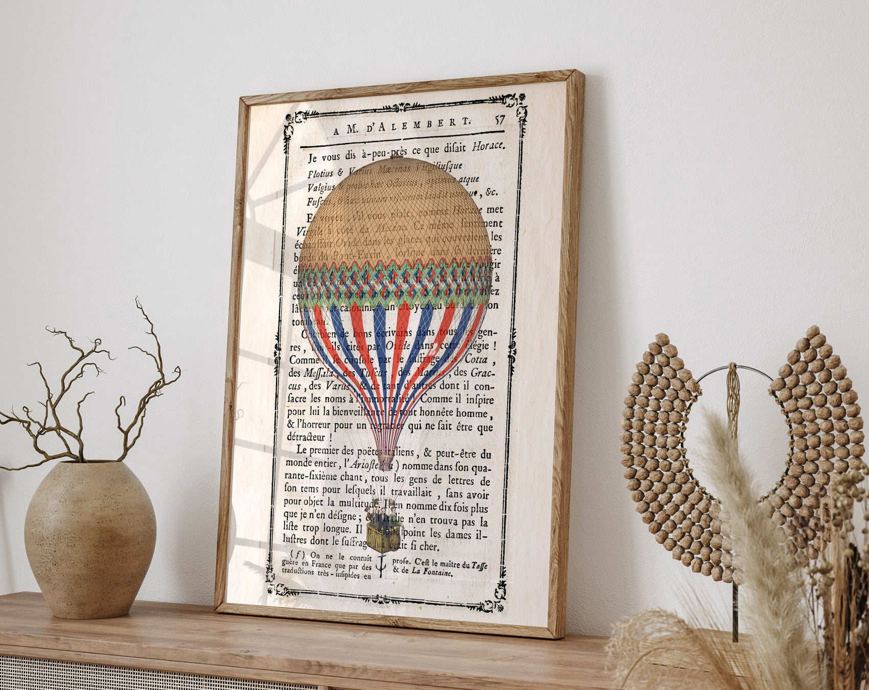 Baloon on antique old book page Poster Print, Hot Air Baloon Wall art ...