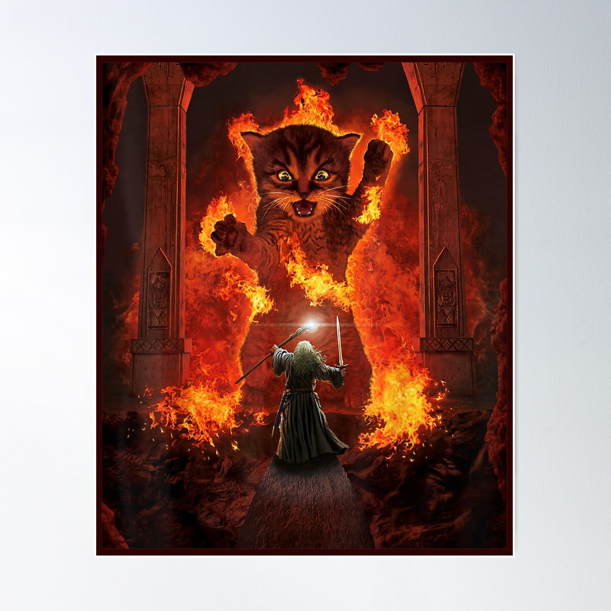 Balrog Cat Poster Wall Art, Modern Wall Decor For Living Room Bedroom ...