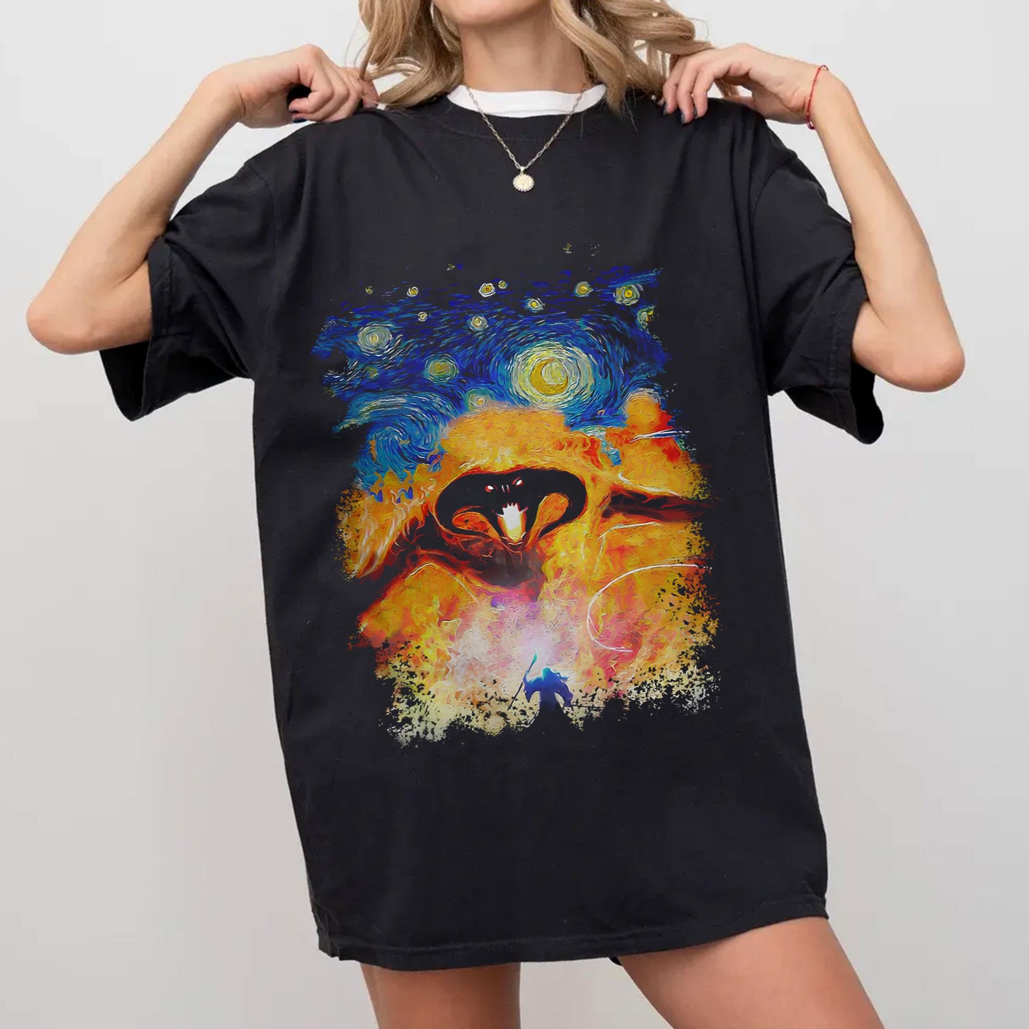 Balrog Starry Night T-Shirt The Lord of the Rings Tee Men's Women's All ...