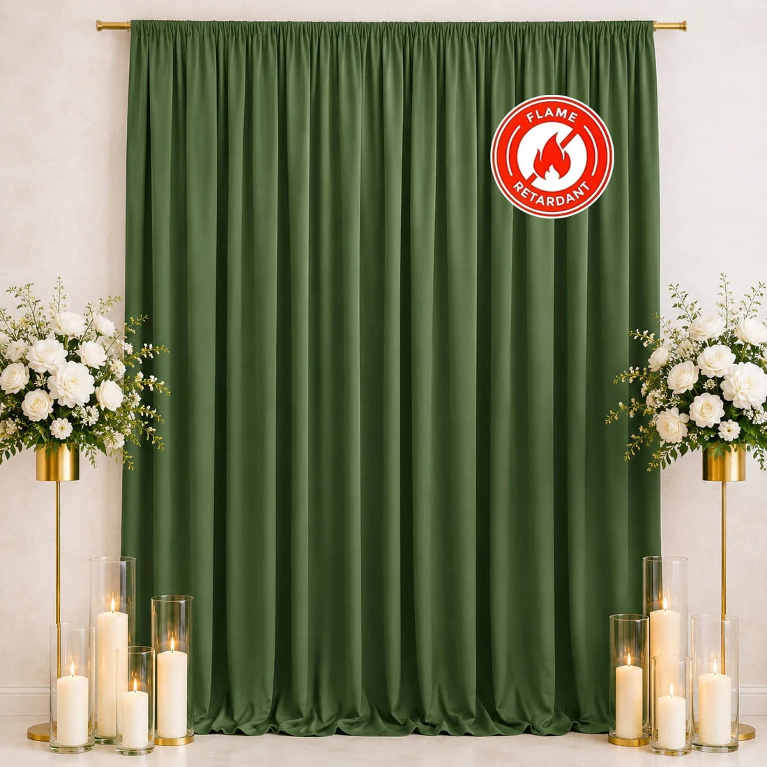 Balsa Circle 10 feet x 12 feet Olive Green Polyester Backdrop Curtain ...