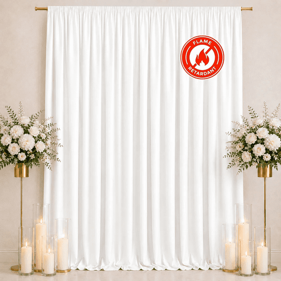 Balsa Circle 10 feet x 12 feet White Polyester Backdrop Curtain Drape ...