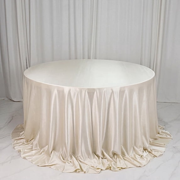 Balsa Circle 132" Ivory Round Premium Velvet Tablecloth Event Catering ...