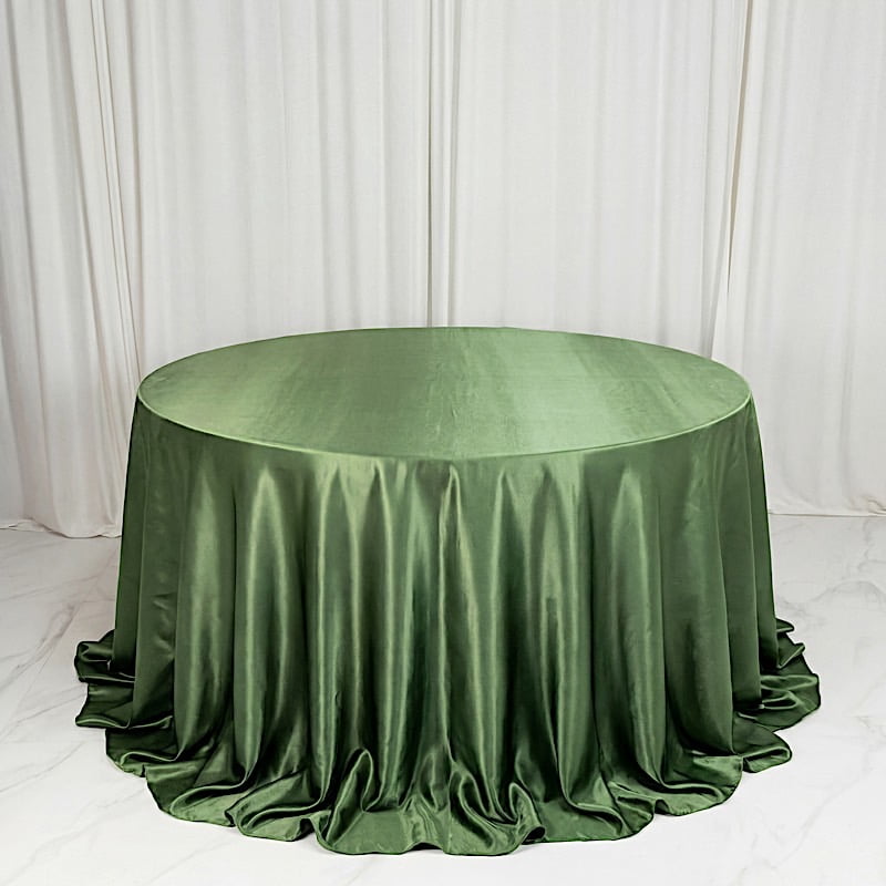 Balsa Circle 132" Olive Green Round Premium Velvet Tablecloth Event ...