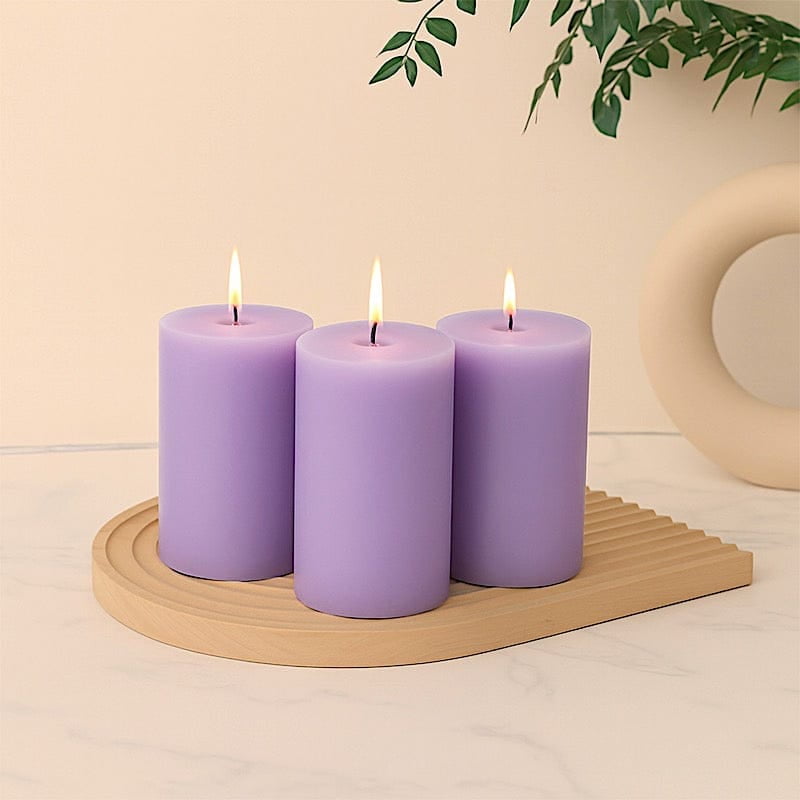 Balsa Circle 6 Lavender 3x6 in Dripless Round Unscented Pillar Candles ...