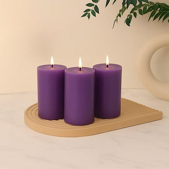 Balsa Circle 6 Purple 3x6 in Dripless Round Unscented Pillar Candles ...