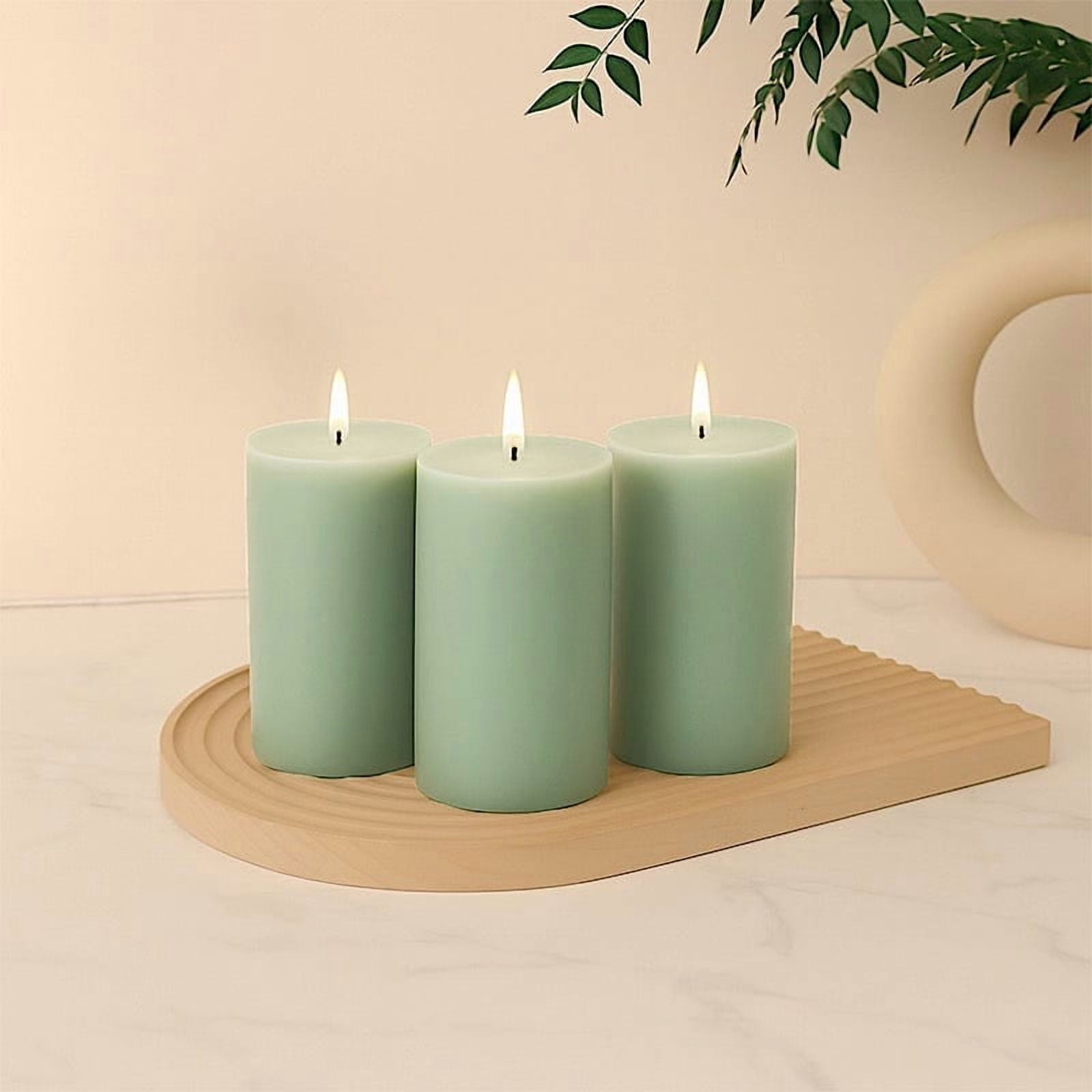 Balsa Circle 6 Sage Green 3x6 in Dripless Round Unscented Pillar ...