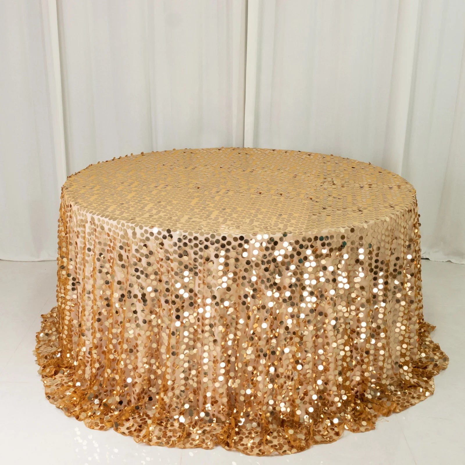 Balsa Circle Gold 132 in Big Payette Sequin Round Tablecloth Dinner ...
