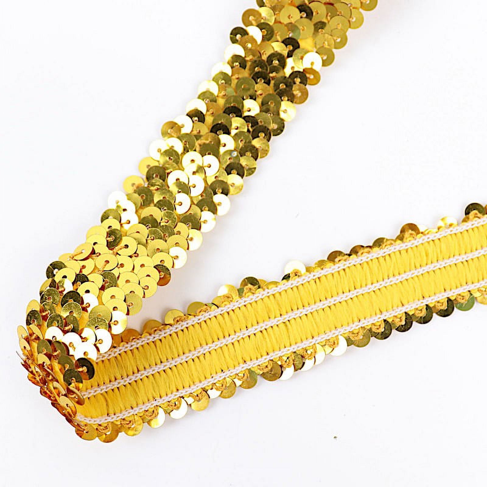 BalsaCircle 1 in x 10 yards Metallic Sequin Ribbon Elastic Lace Trim ...