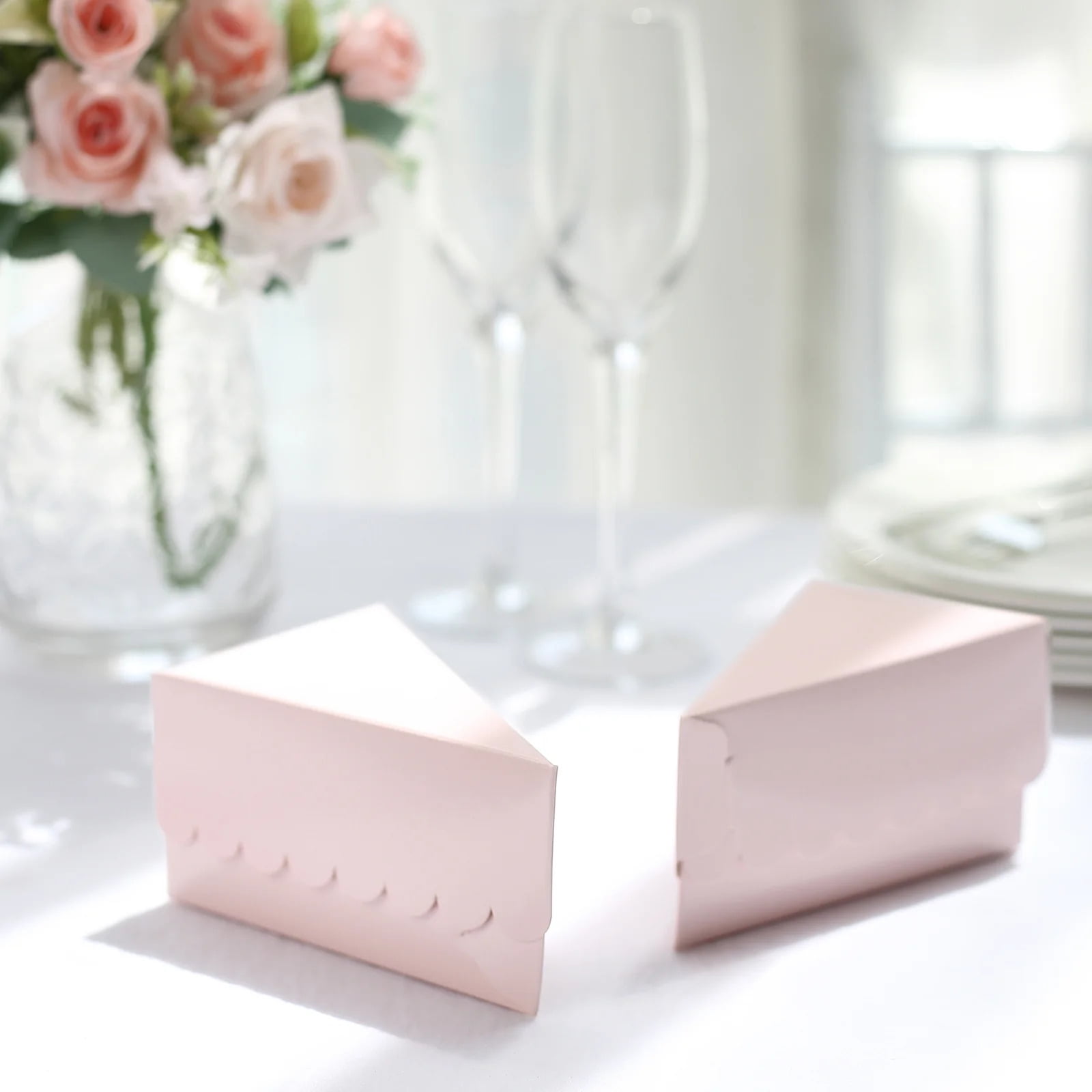 BalsaCircle 10 Blush Triangle Paper Cake Slice Boxes Scalloped Top ...